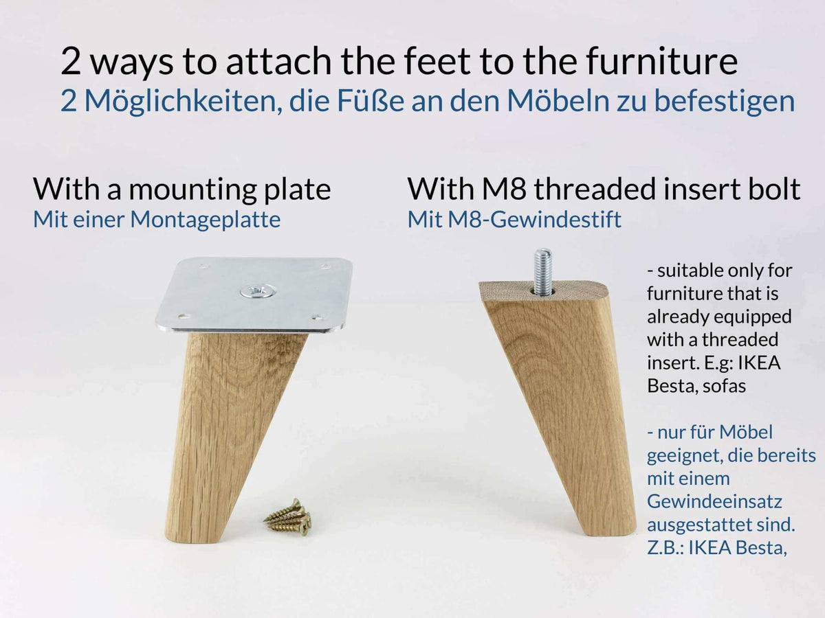 Mid Century Modern Oak Wood Legs - Rowzec Design